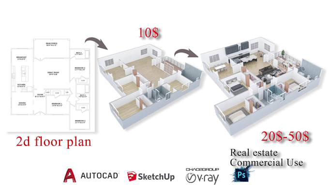 Do 3d floor plans and interior design for real estate agents by ...