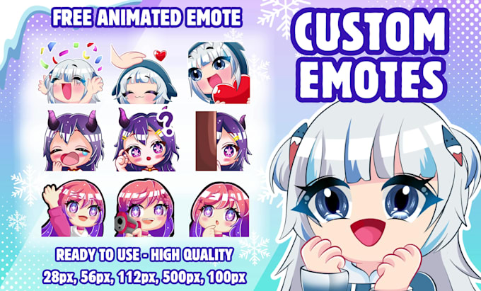 Draw custom cute chibi emotes or sub badges for streamer, vtuber ...