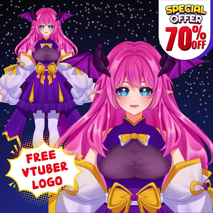 Design and rig custom live2d vtuber model, 2d vtuber art in anime style ...