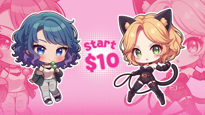 Draw a cute chibi anime art on your character, vtuber, oc or fanart by ...