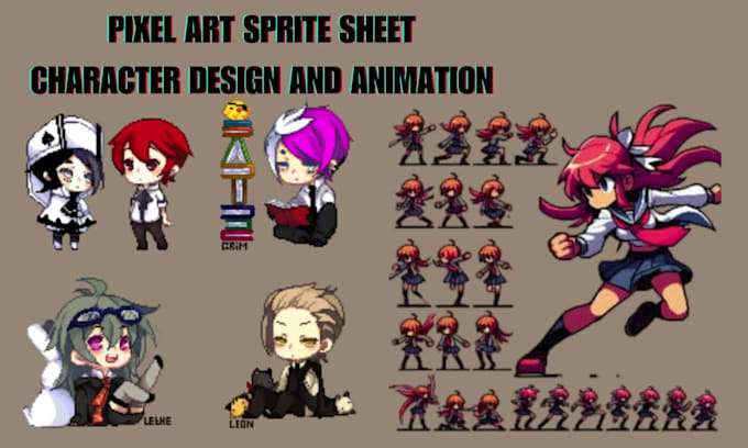 Create pixel art sprite sheet, pixel art animation character design 2d ...