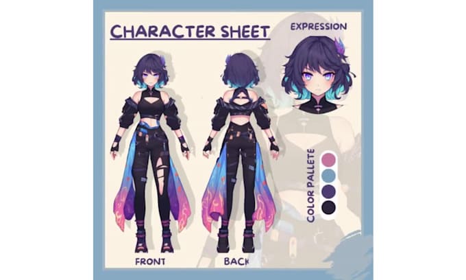 Draw anime vtuber reference sheet for your original character live2d ...
