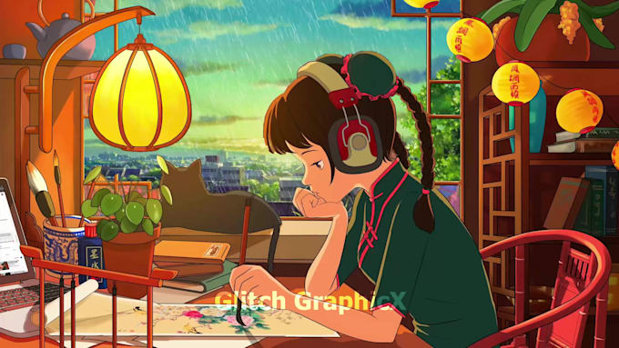 Create lofi loop animation, lofi animated gifs, cozy rain video ...