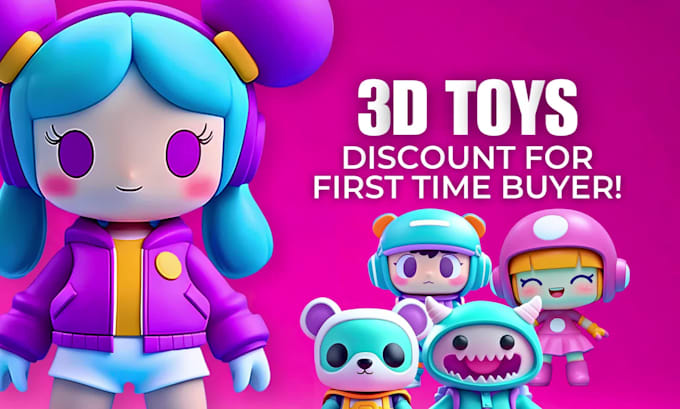 Design 3d model toys in cartoon style for printing and rendering by ...