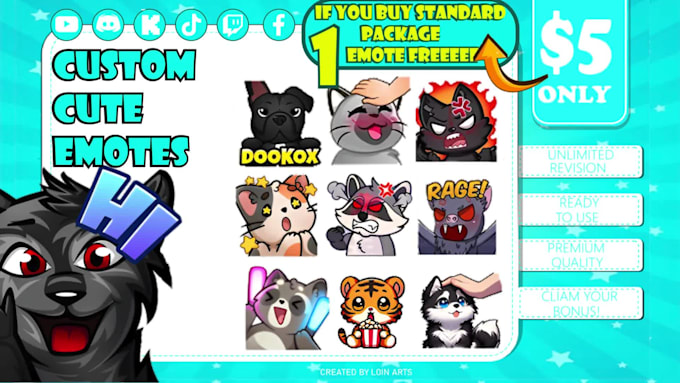Design cute chibi custom pet animal twitch emotes for streamers by ...