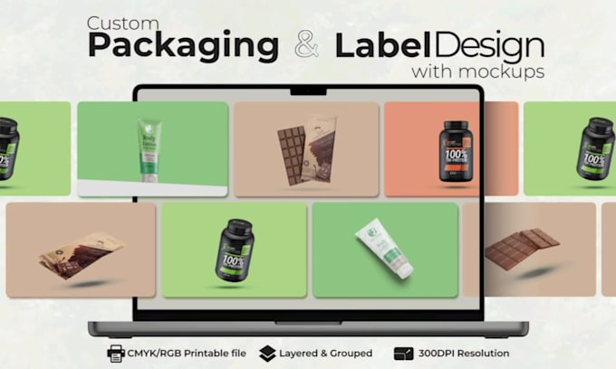 Do custom packaging and label design with mockups by Raham_awan | Fiverr