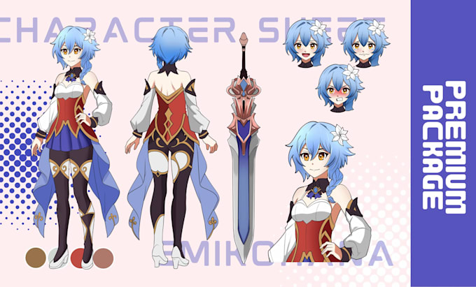 Dessin personnalisé art anime personnage feuille de référence concept ...