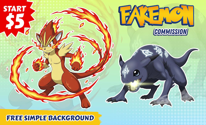 Draw your custom fakemon or pokemon art style by Briefaproject | Fiverr