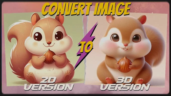 Convert 2d reference to 3d cute character modeling with cartoon style ...