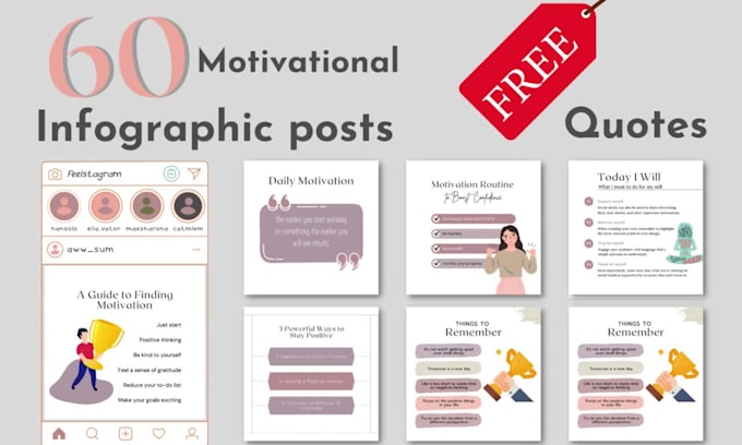 Create 60 motivational instagram infographic posts and quotes by ...