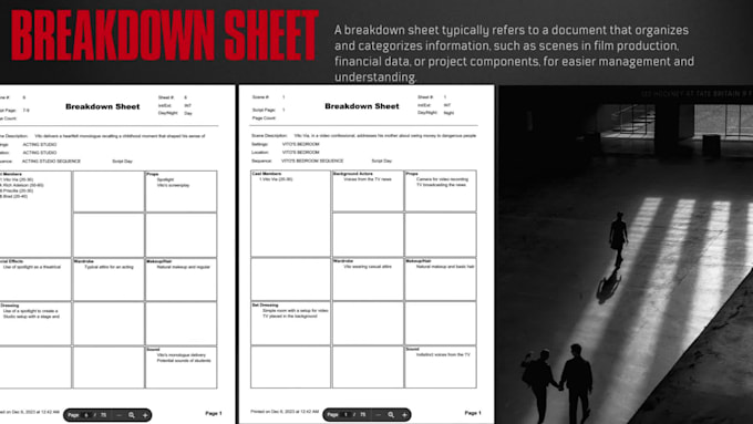 Provide a breakdown, schedule, and budget for your film script by ...