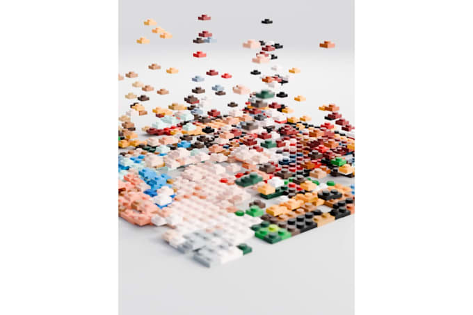 Create a lego animation of bricks falling to form an image by ...