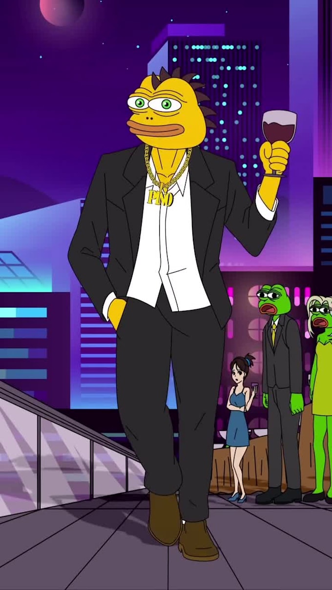 Create 2d meme animation line art animation video solana meme video ...