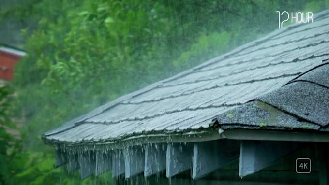 Make 12 hours heavy, thunderstorms, rooftop ambient relaxing sound rain ...