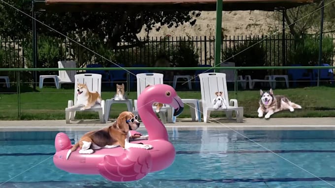 Create this funny video ad of dogs chilling at the pool by Pickera | Fiverr