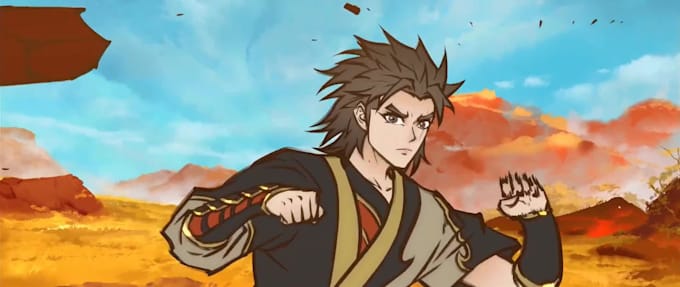 Create 2d anime fighting animation, 2d anime style, 2d japanese anime ...