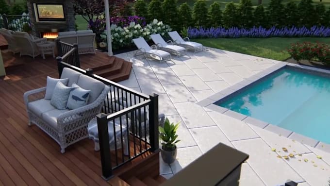 Design your landscape, backyard, pool, patio, garden with 3d realistic ...
