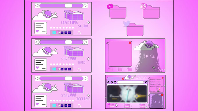 Design vtuber stream overlay twitch youtube by Nouqta | Fiverr