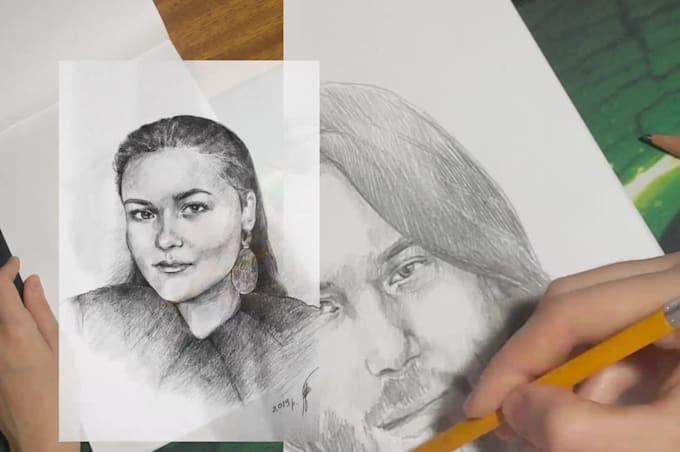Draw realistic portrait with a pencil from photo by Vira_nda | Fiverr