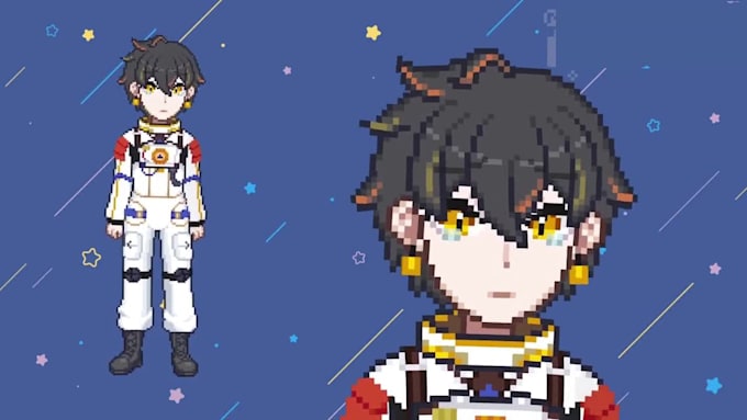 Draw pixel live2d vtuber model, live2d vtuber rigging, chibi animated gif, pixel