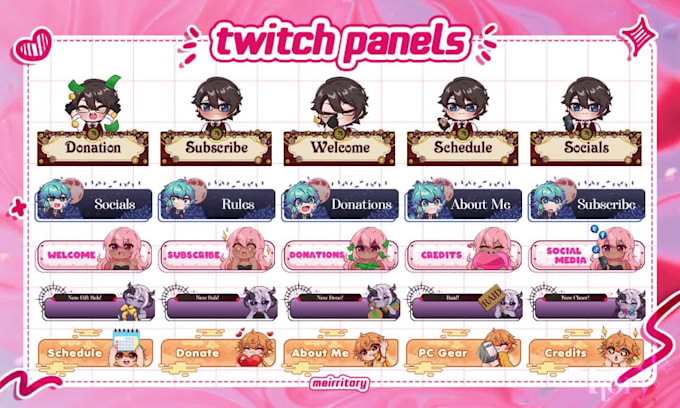 Create awesome twitch panel in vtuber chibi style for you by Meirritory ...