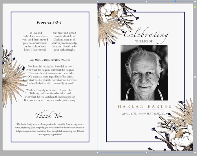 Design premium funeral, eulogy, memorial and obituary program by ...