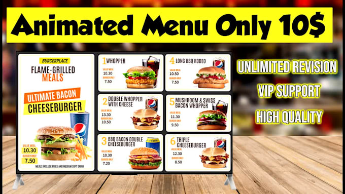 Design digital menu or animated video menu for tv screen for food ...