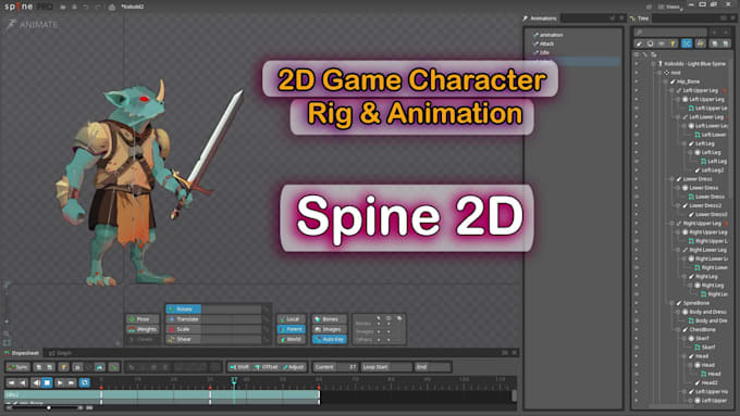 Rig and animate 2d game character using spine 2d pro by Hossenshovon1 ...