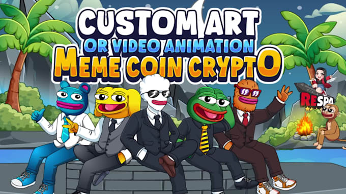 Design and animate funny crypto meme coin art for your website and ...