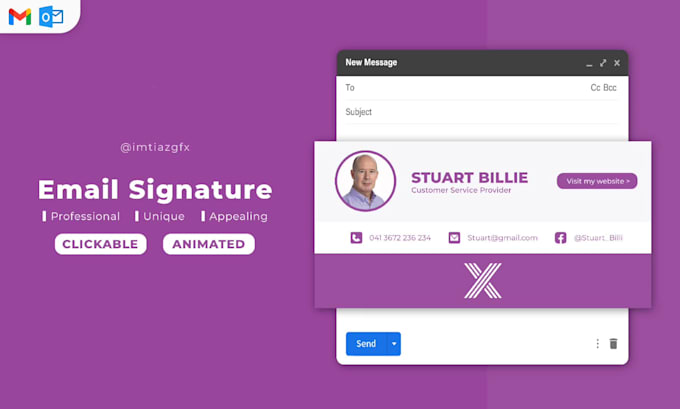 Create an animated clickable html email signature for professional branding by Imtiazgfx | Fiverr