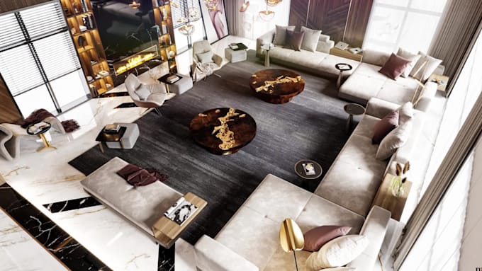 Do interior design for bedroom, bathroom, kitchen, living, cafe ...