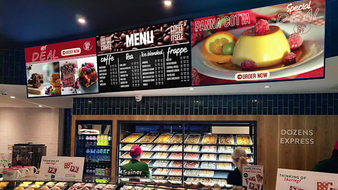 Design restaurant digital menu, static tv screen, tv animated menu ...