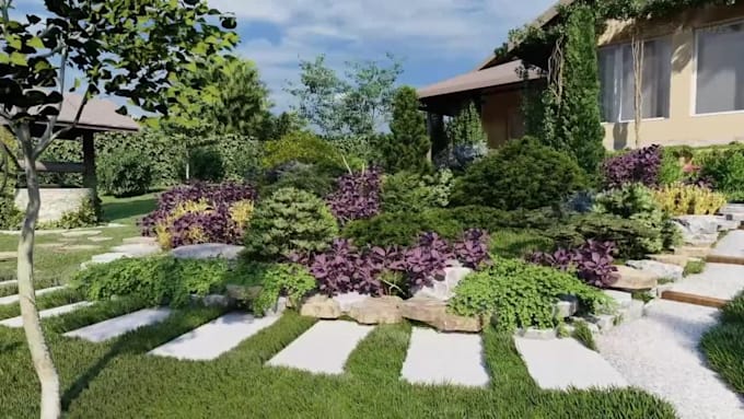 Landscape 3d design, design your garden, patio, 3d animation by ...