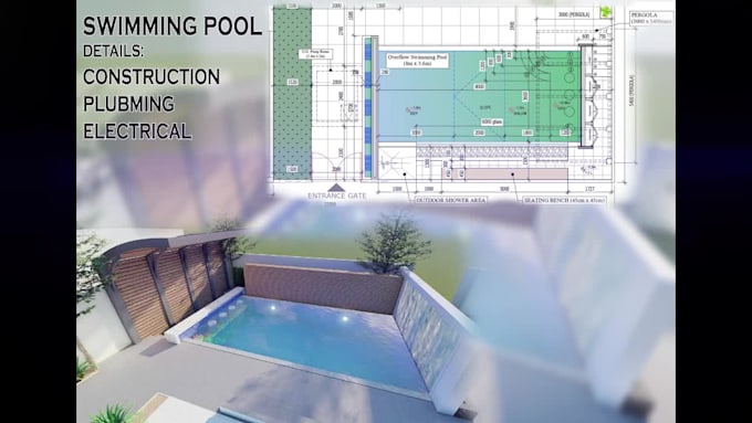 Design and draft swimming pool details, 3d model, animation by ...