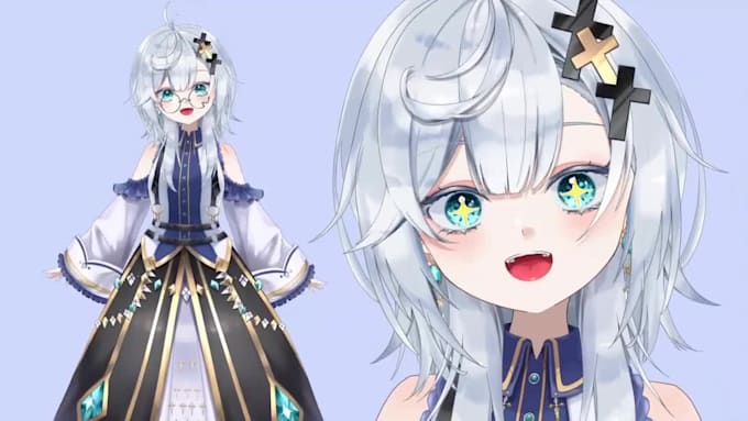 Dibuja el modelo vtuber 2d, el modelo vtuber live2d y monta el anime vtuber