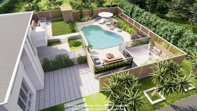 Design your landscape, garden,front yard, backyard with 3d realistic ...