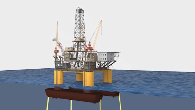 Do 3d offshore animation, oil and gas construction oil drilling process ...