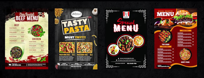 Design digital, static or animated tv screen menu board or restaurant ...