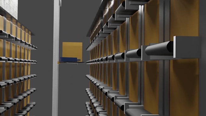 Design 3d automated engineering warehouse animation, stacker crane ...