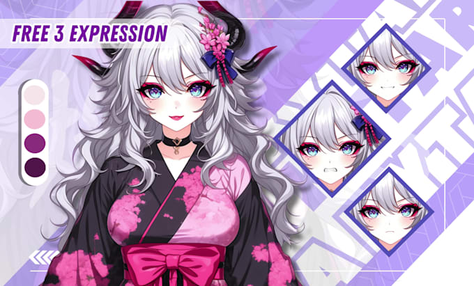 Draw professional anime live2d model for vtuber character design ready ...