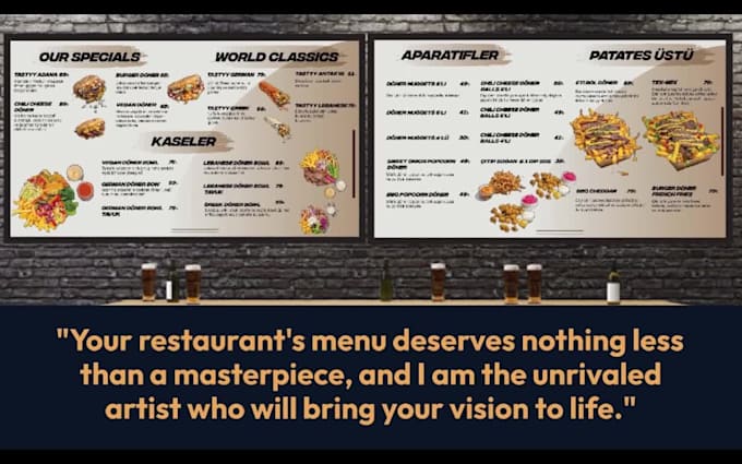 Design static tv screen menu, digital menu board, and restaurant menu ...