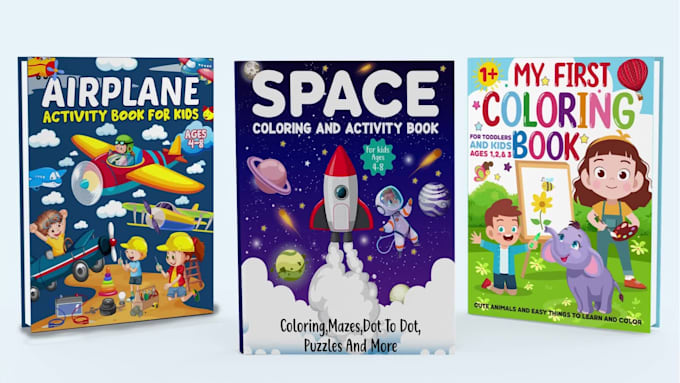 Design activity book, kids and adult coloring book cover design for kdp ...