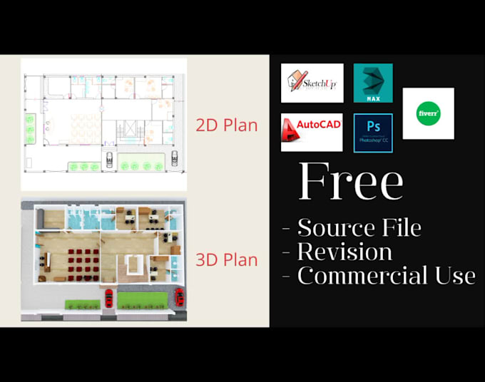 Create autocad 2d floor plan and 3d floor plan
