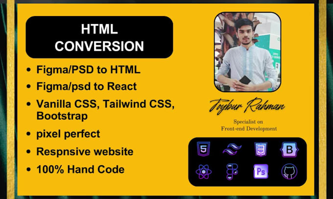 Convert figma to html and react psd to html and react by Tuhin870 | Fiverr