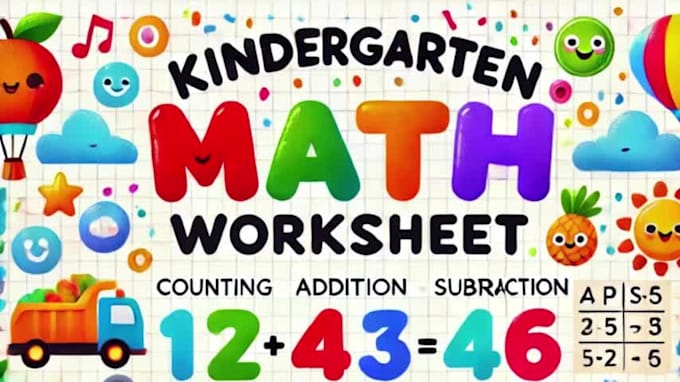Design custom kindergarten math worksheets, kids activity book ...