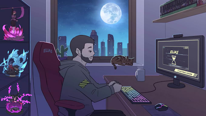 Create lofi style animated starting soon, brb, and stream overlays by ...