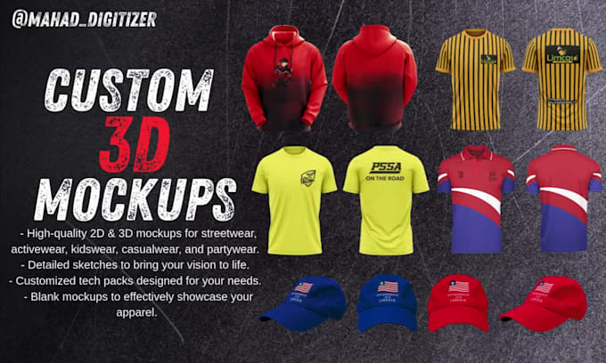 Create 3d realistic custom apparel clothing mockups by Mahad_digitizer ...