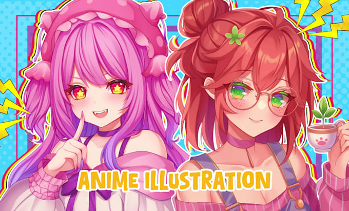 Draw anime pfp illustration, original character, fanart, vtuber ...