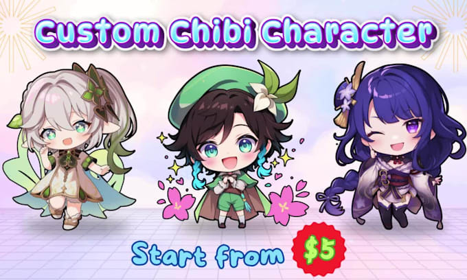 Draw cute chibi character art vtuber oc or pet animal in anime style by ...