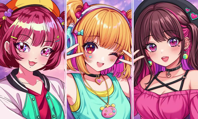 Create custom anime art illustration for oc, fanart, pfp, avatar ...